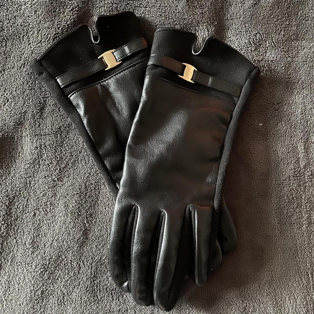 Black Leather and Suede Gloves ˖° - Perfect... - Depop