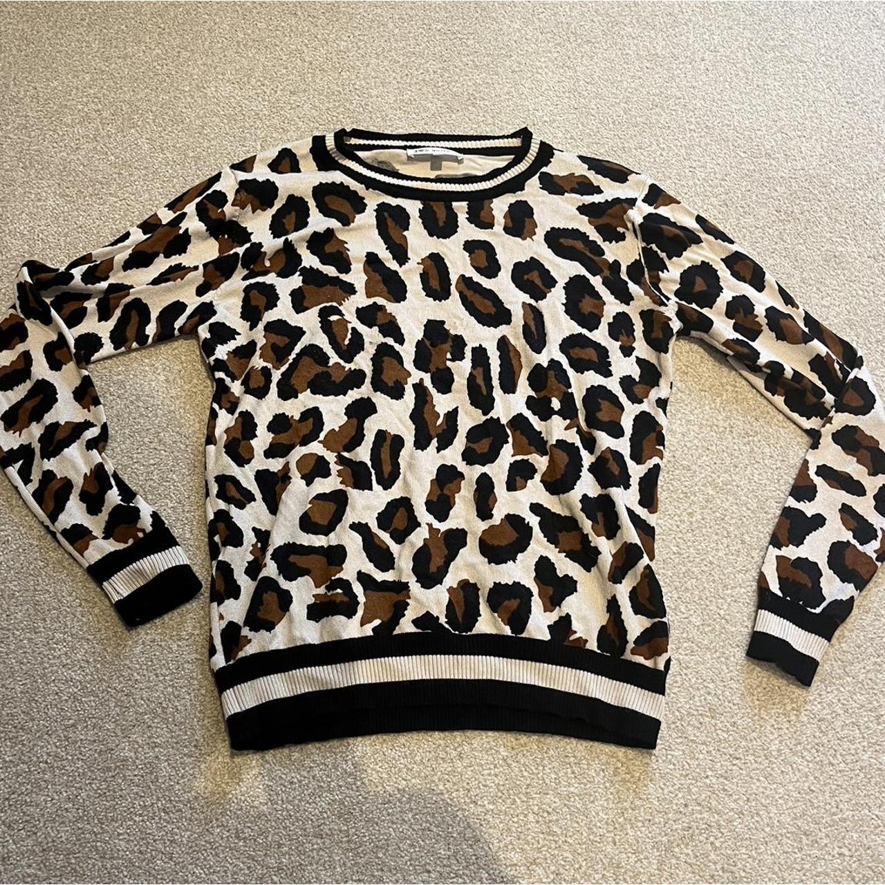 really soft leopard print jumper/thin knit top. size... - Depop