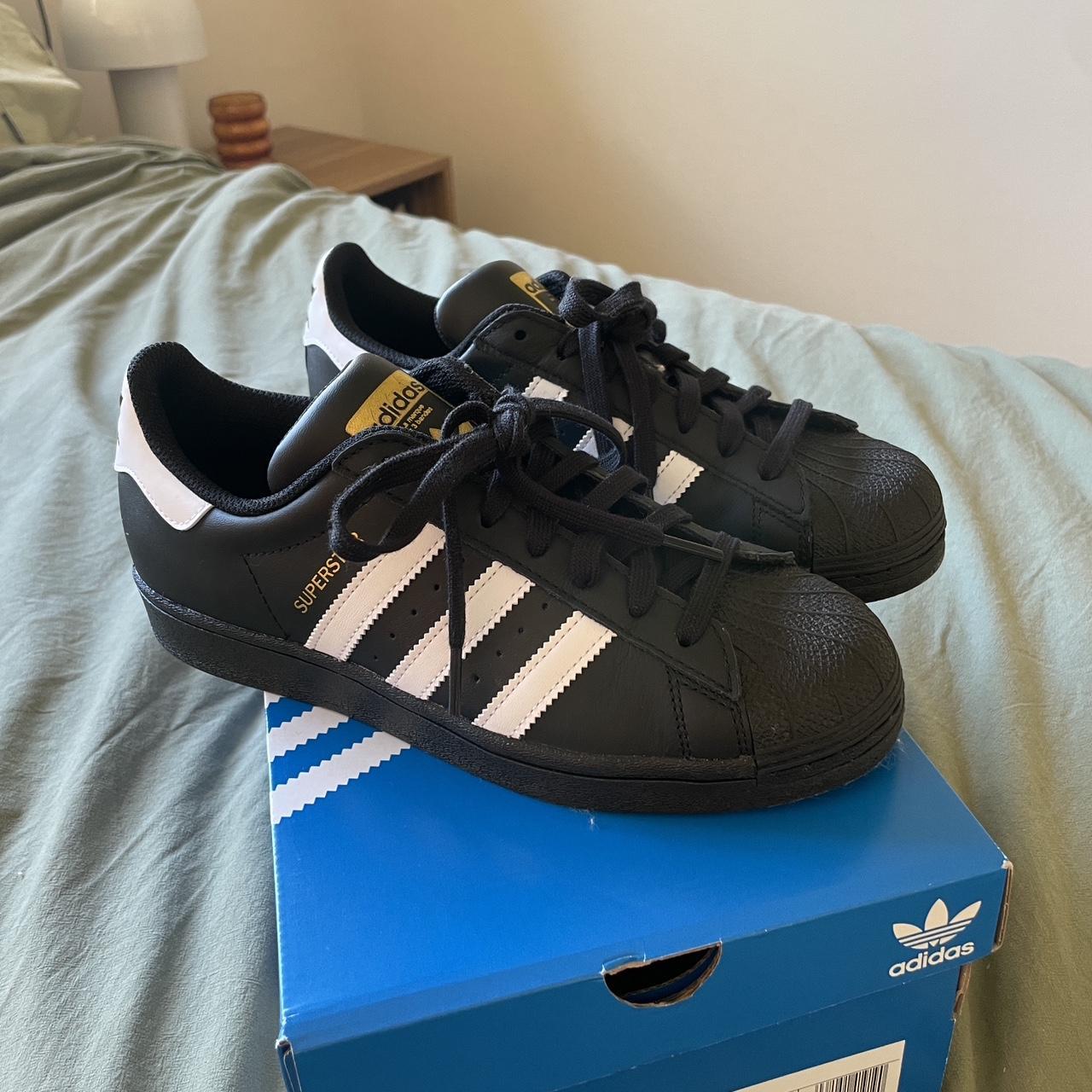ADIDAS BLACK SUPERSTARS brand new, never been worn... - Depop