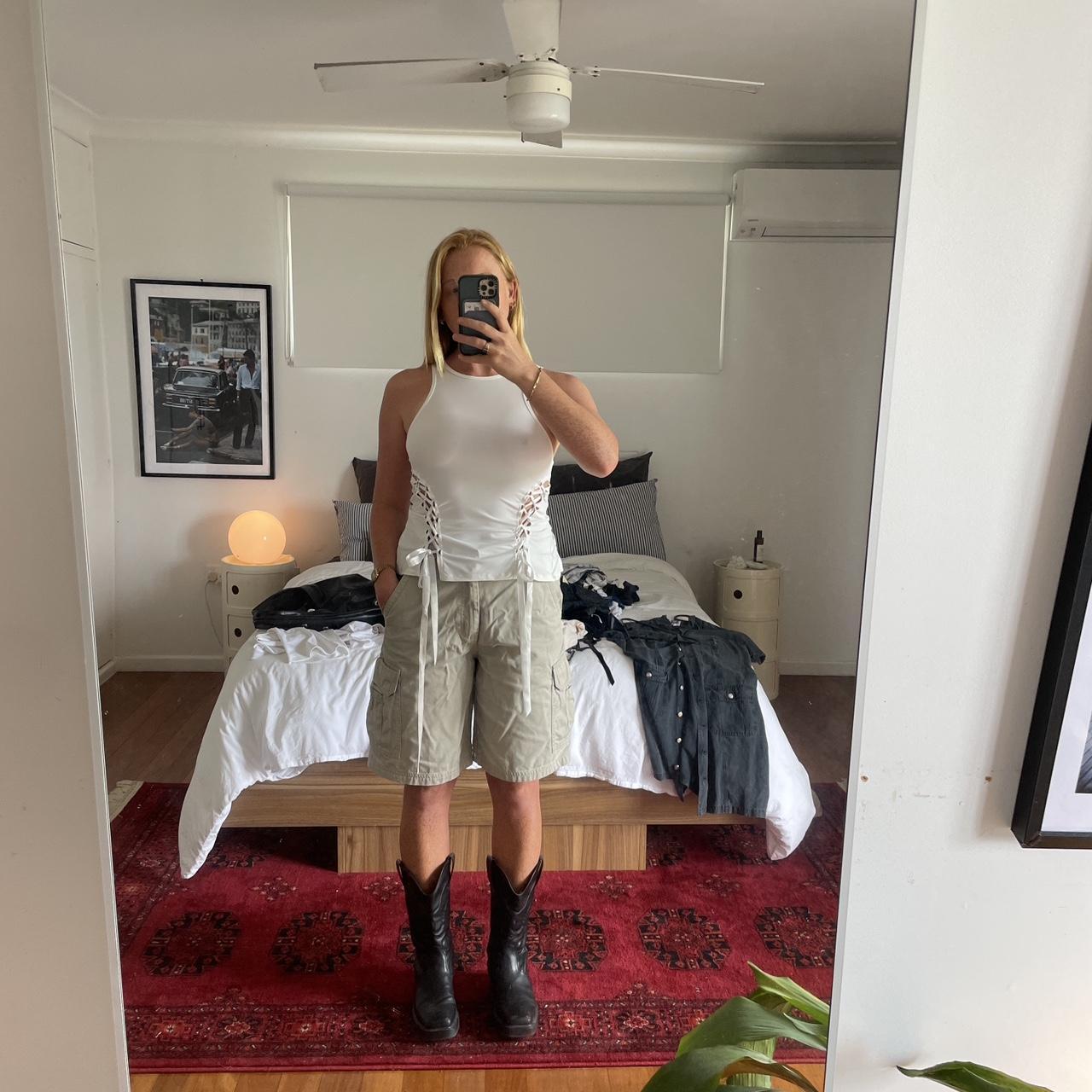 Lioness bisous top in white with lace up detail... | Depop