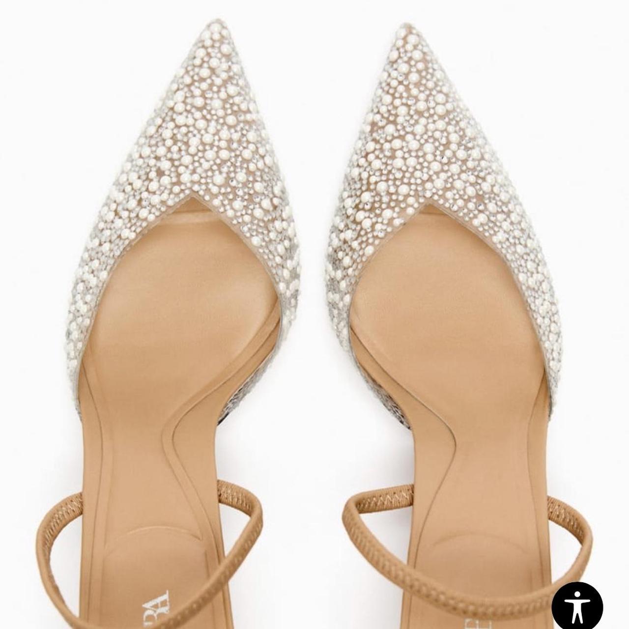 Pearl Heeled Slingbacks Zara pearl heeled... - Depop