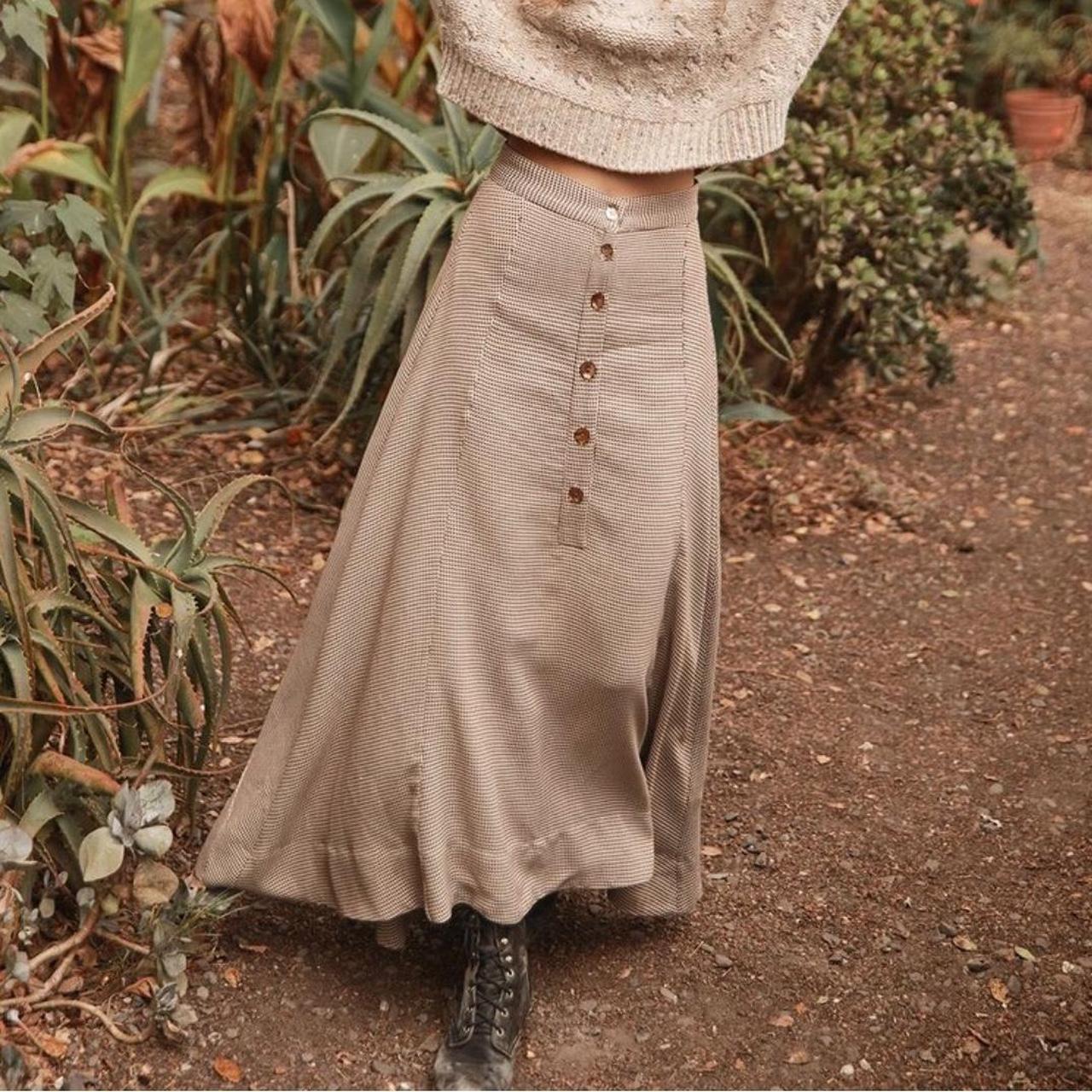 Christy Dawn Ida Skirt in Carob Lattice • S Mother... - Depop