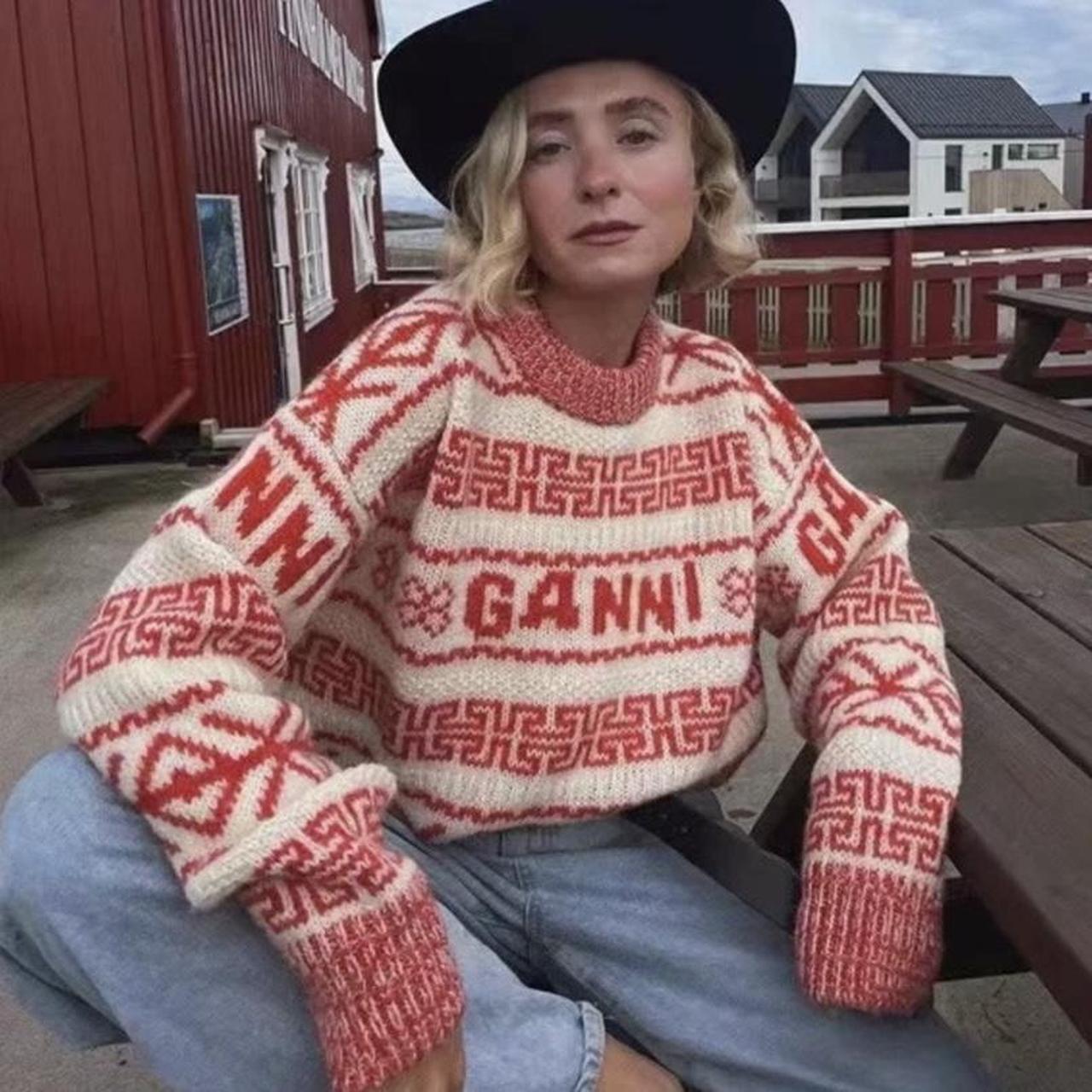 Iconic Ganni red fair isle sweater! Worn a couple of... - Depop