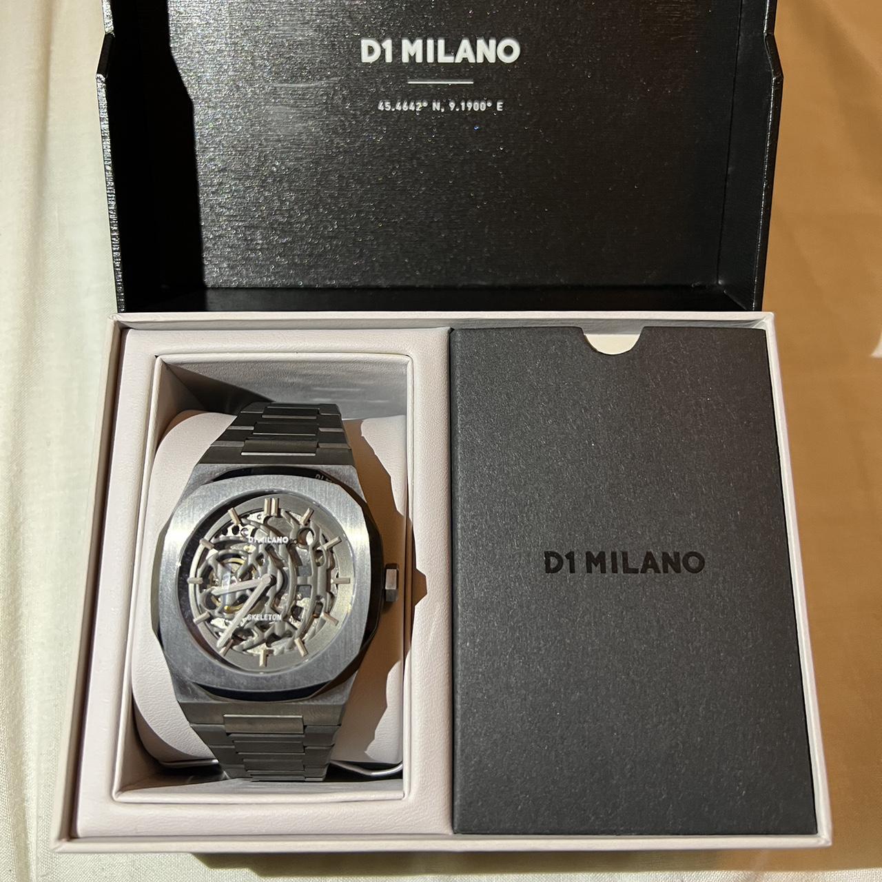 D1 Milano Skeleton Watch - Gun metal silver -... - Depop