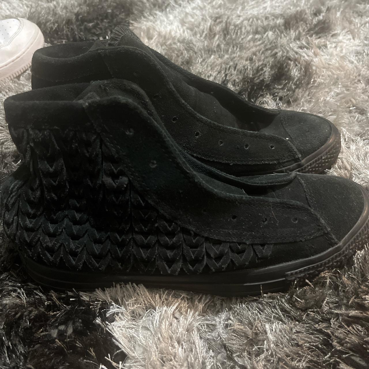 Black suede converse UK SIZE 6 #blackconverse... - Depop