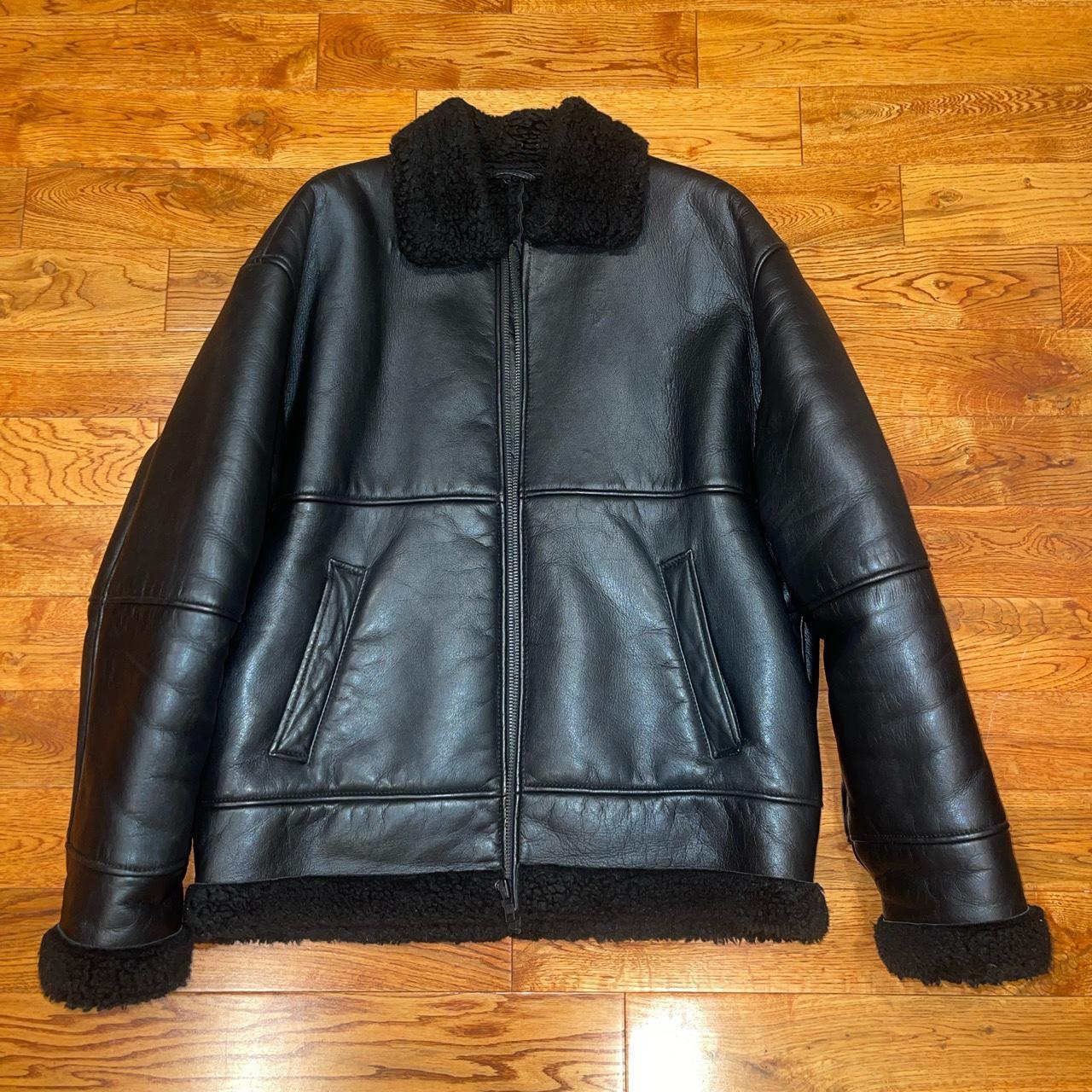 Weekday leather shearling coat - Depop