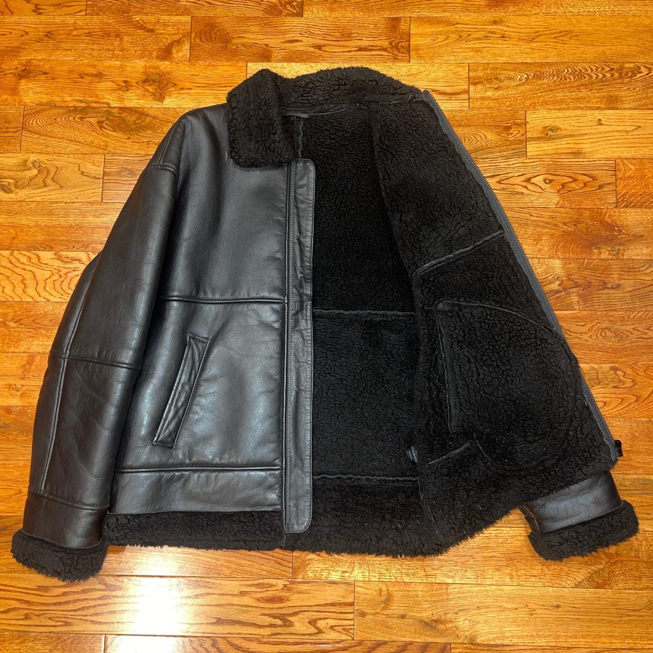 Weekday leather shearling coat - Depop