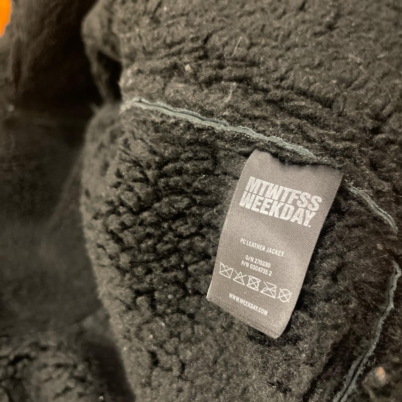 Weekday leather shearling coat - Depop