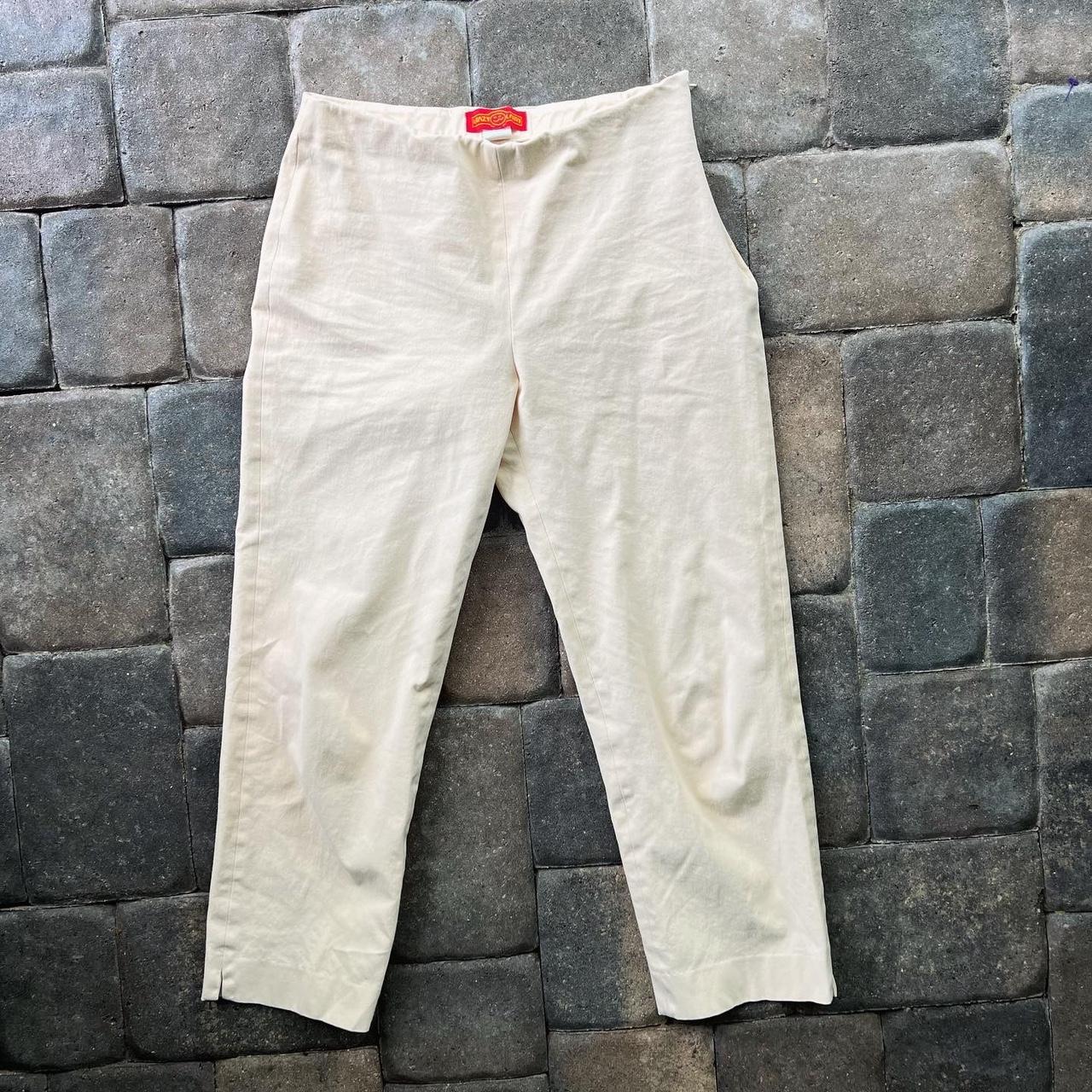 Krazy Larry high rise cream capri slacks waist... - Depop
