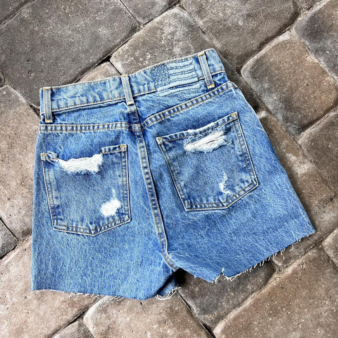 Revive button fly high waisted distressed shorts... | Depop