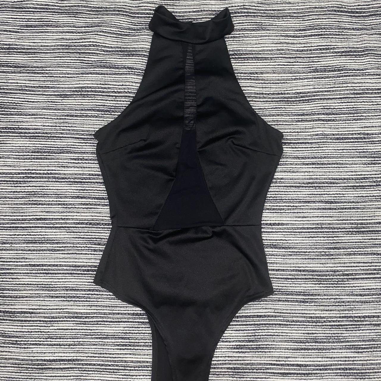 Black mesh cut out bodysuit It’s high neck with... - Depop
