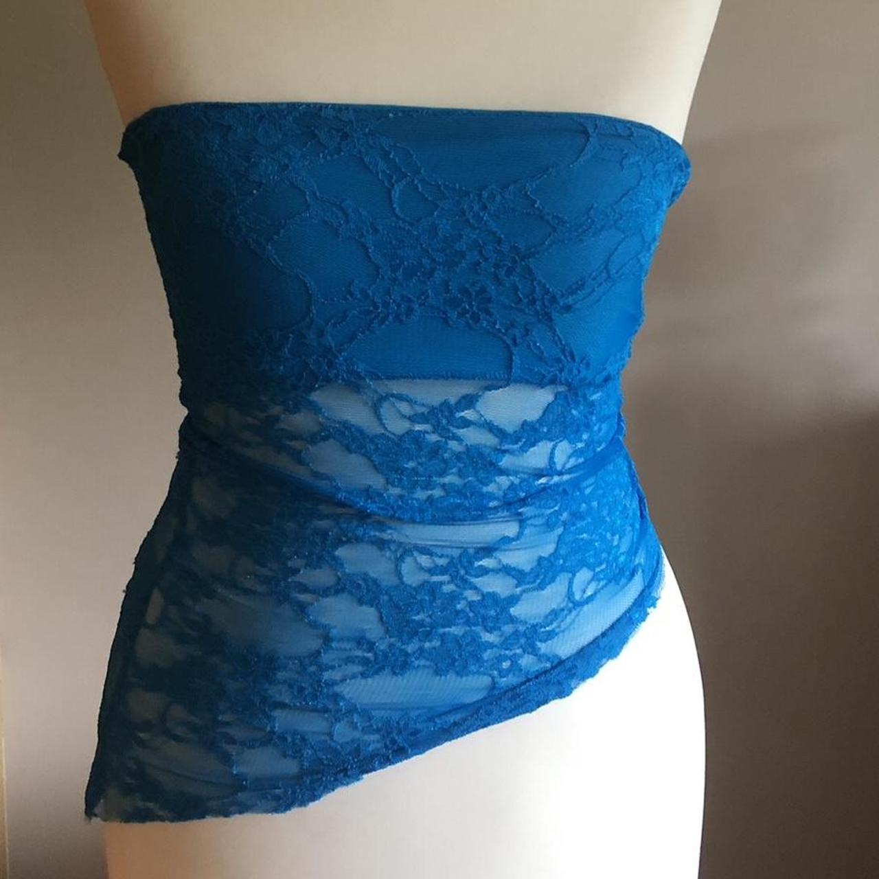 Turquoise lace asymmetric top 🦋 really beautiful... - Depop