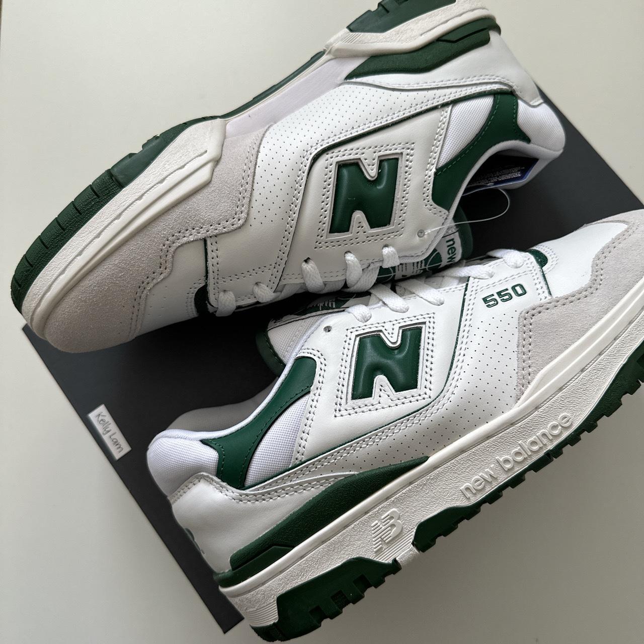 New Balance 550 (White/Team Forest Green) - US 9... - Depop