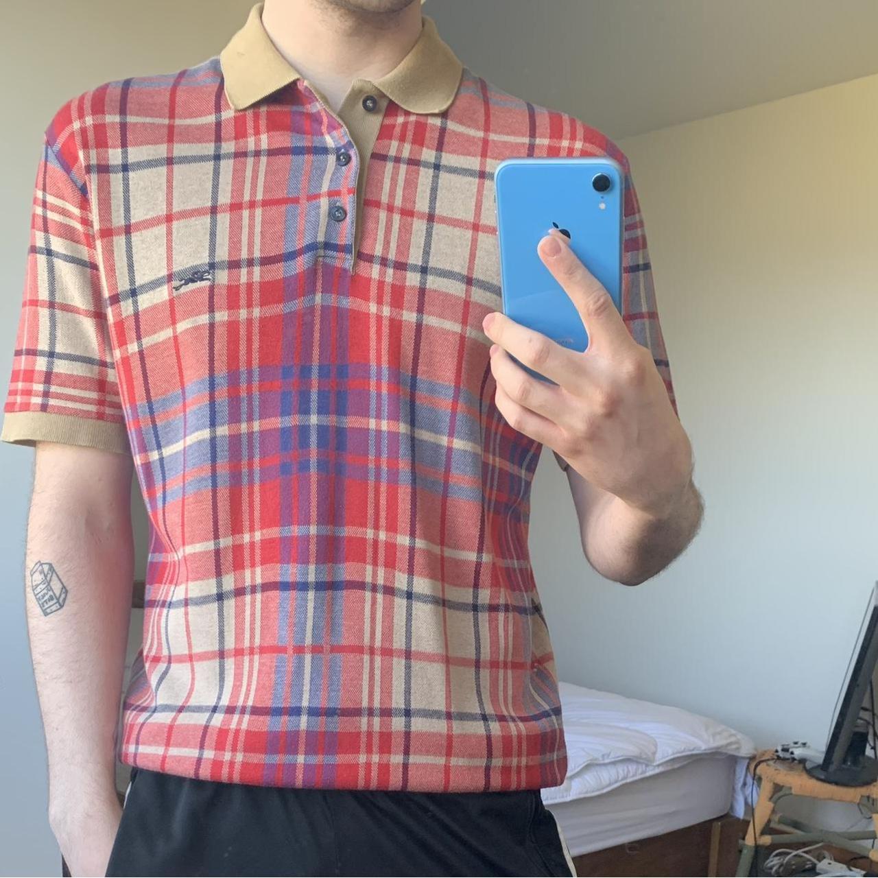 Checked Polo Shirt. Item was bought vintage, fits... - Depop