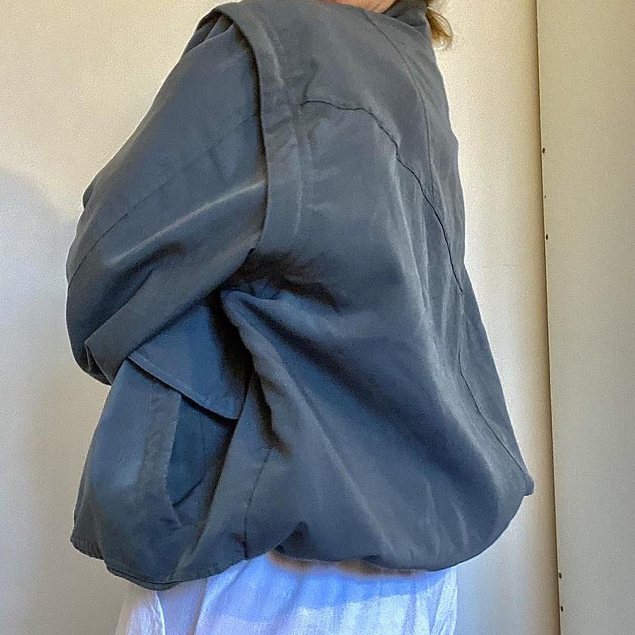 Washed out navy blue oversized bomber jacket... - Depop