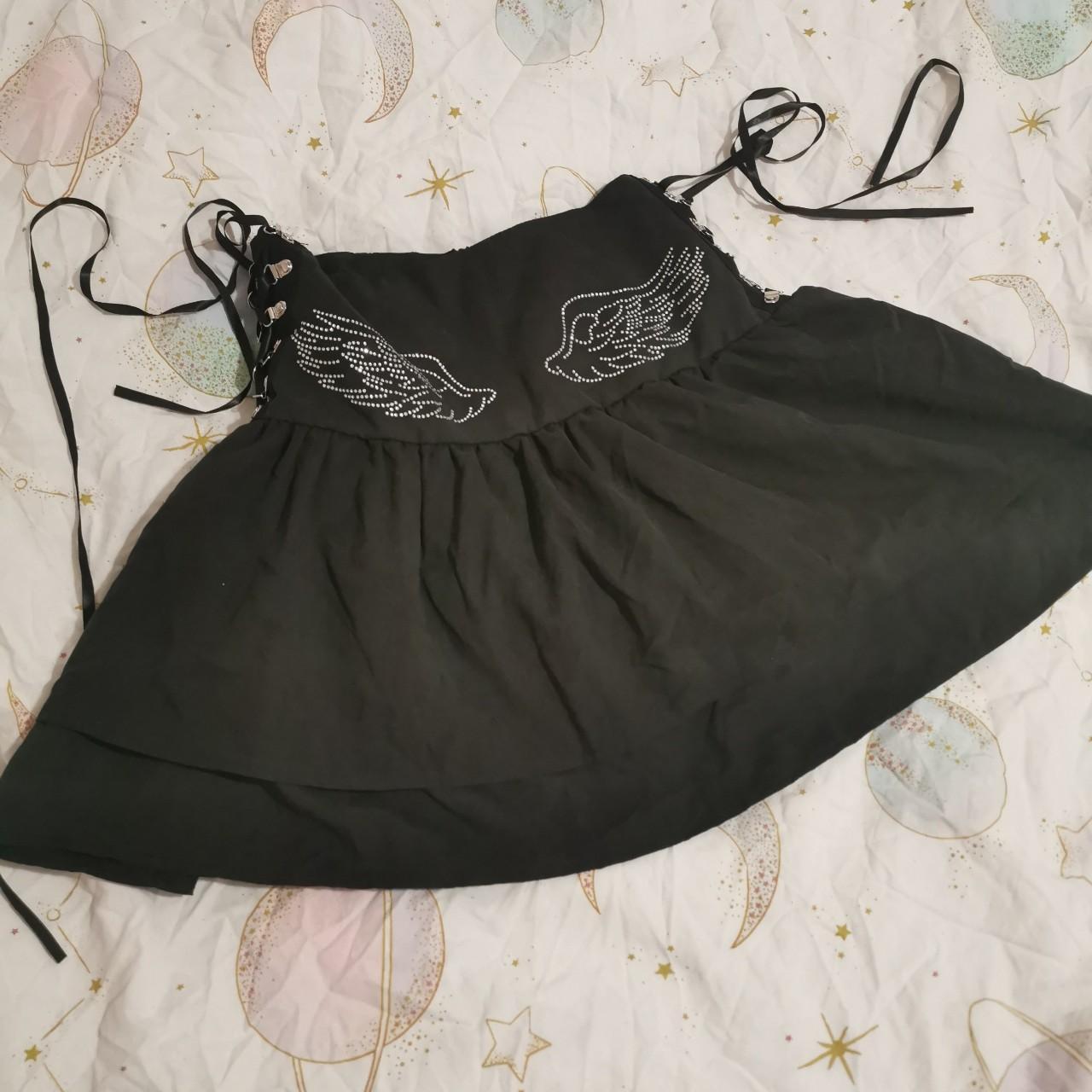 Romwe rhinestone angel wings skirt, has ribbon lace... - Depop