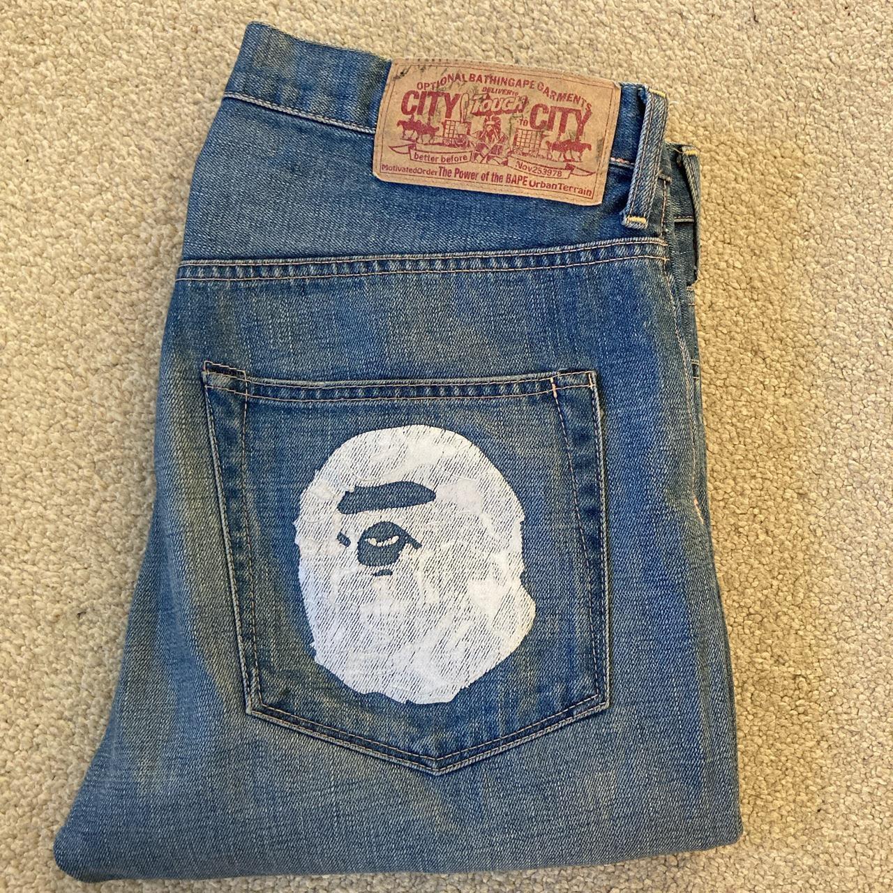 A bathing ape bape jeans 32” waist 31”/32” leg, slim... - Depop