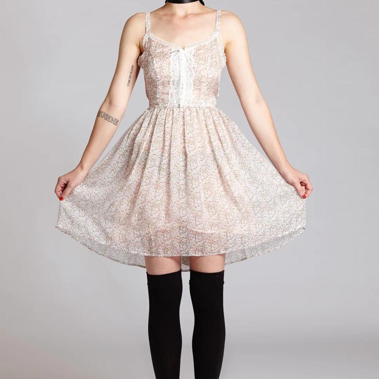 Heidi pink chiffon dress - liberty floral print... - Depop