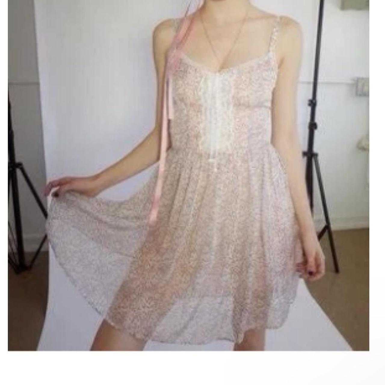 Heidi pink chiffon dress - liberty floral print... - Depop