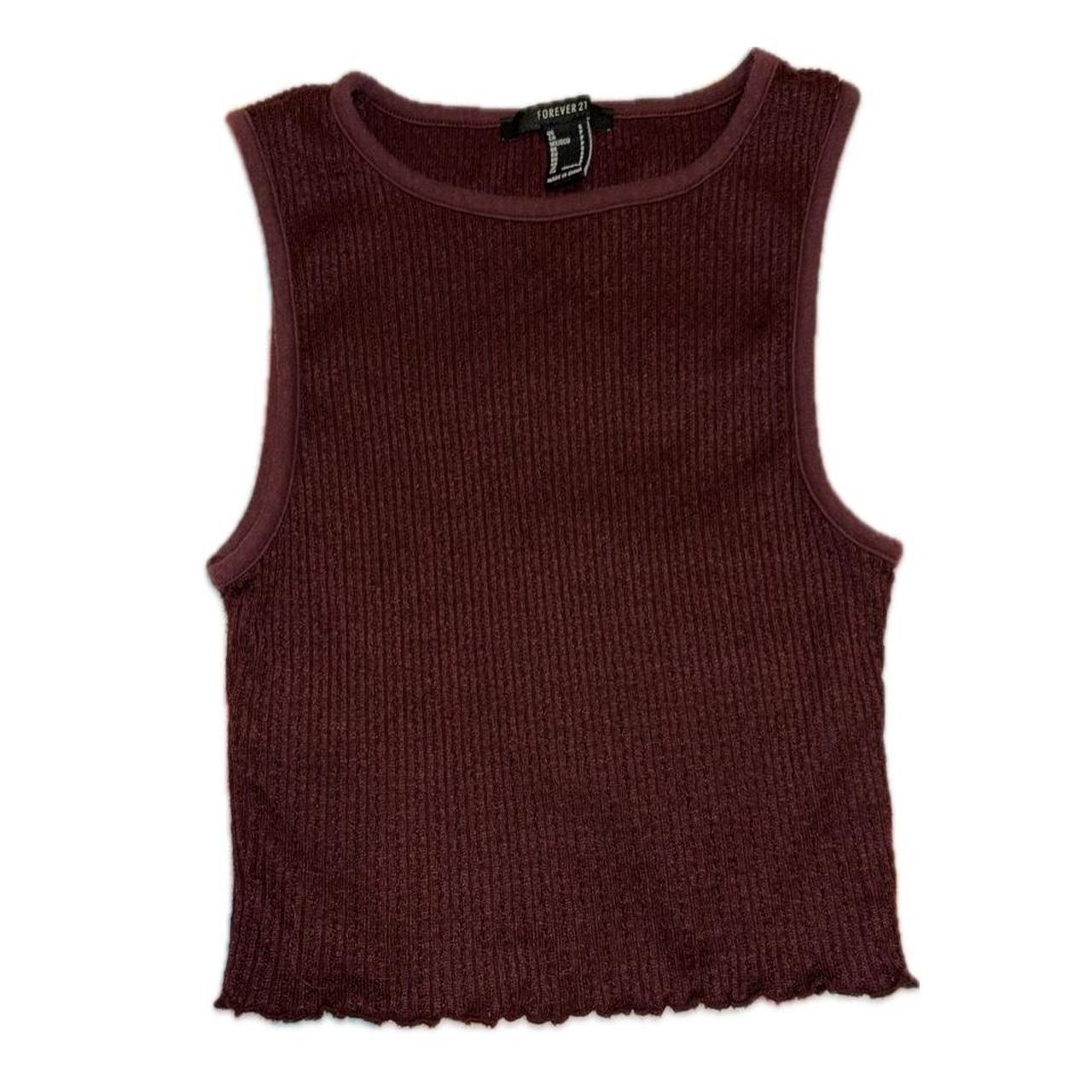 plain, maroon, tank top ★ ☆ ribbed, forever, 21... - Depop