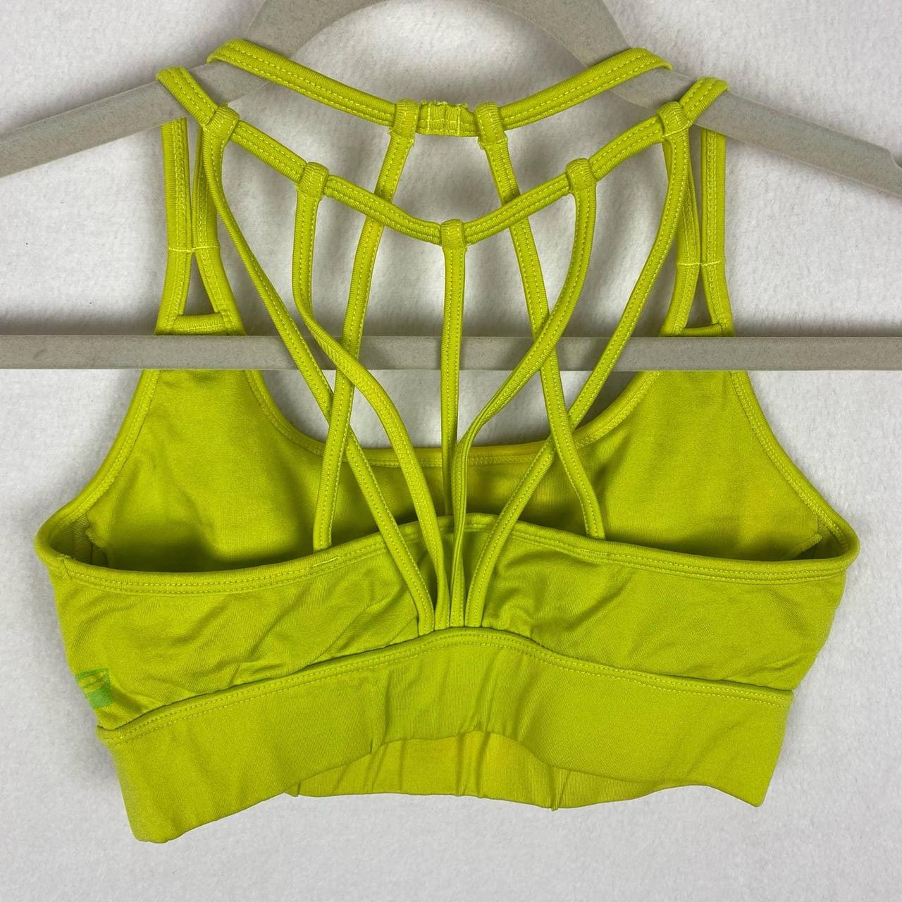Fabletics Women's Green and Yellow Bra | Depop