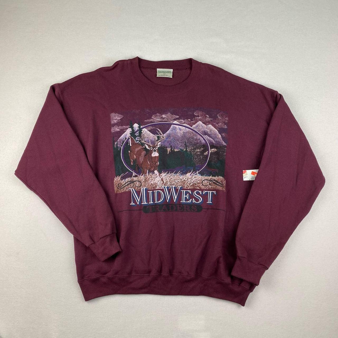 Vintage Midwest Traders Sweatshirt Burgundy Deer... - Depop