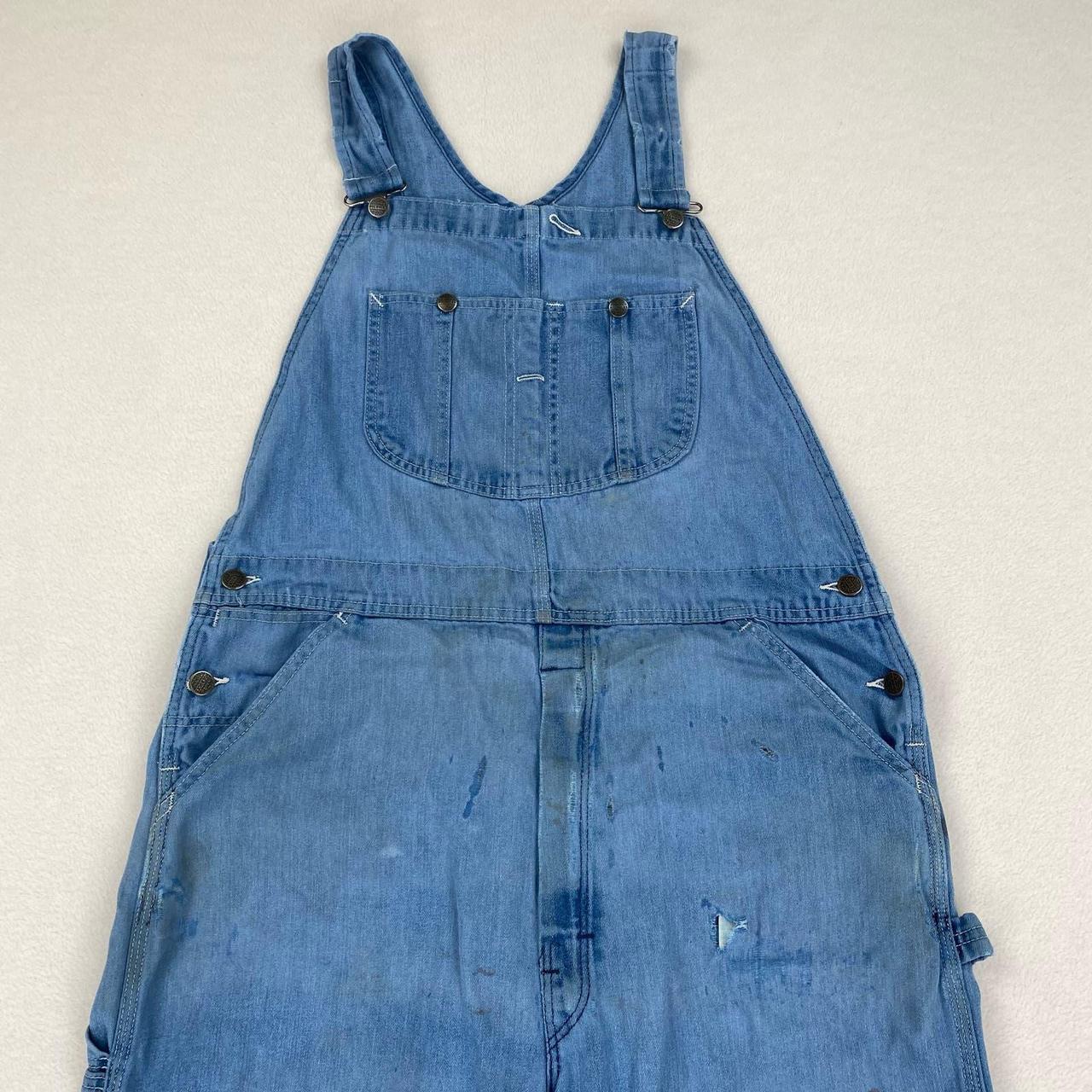 Vintage Roebucks Overalls Size 38x24 Medium Wash... | Depop