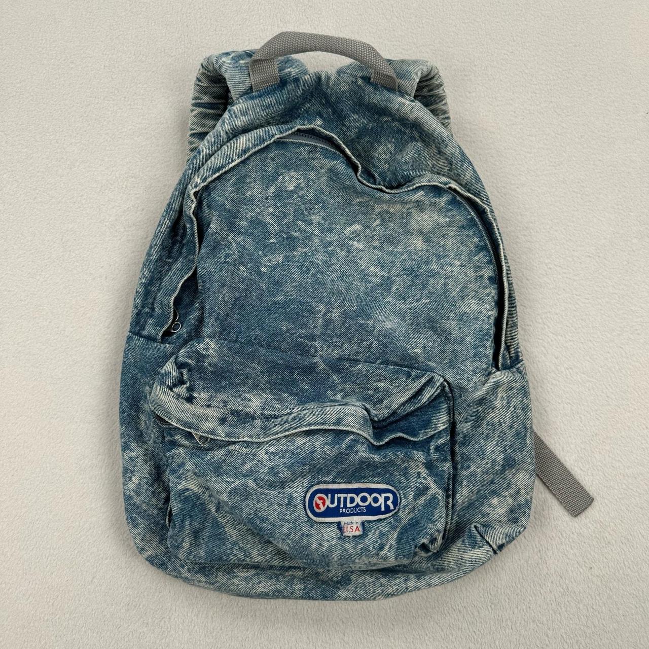 Vintage Outdoor Products Backpack Acid Wash Denim... - Depop