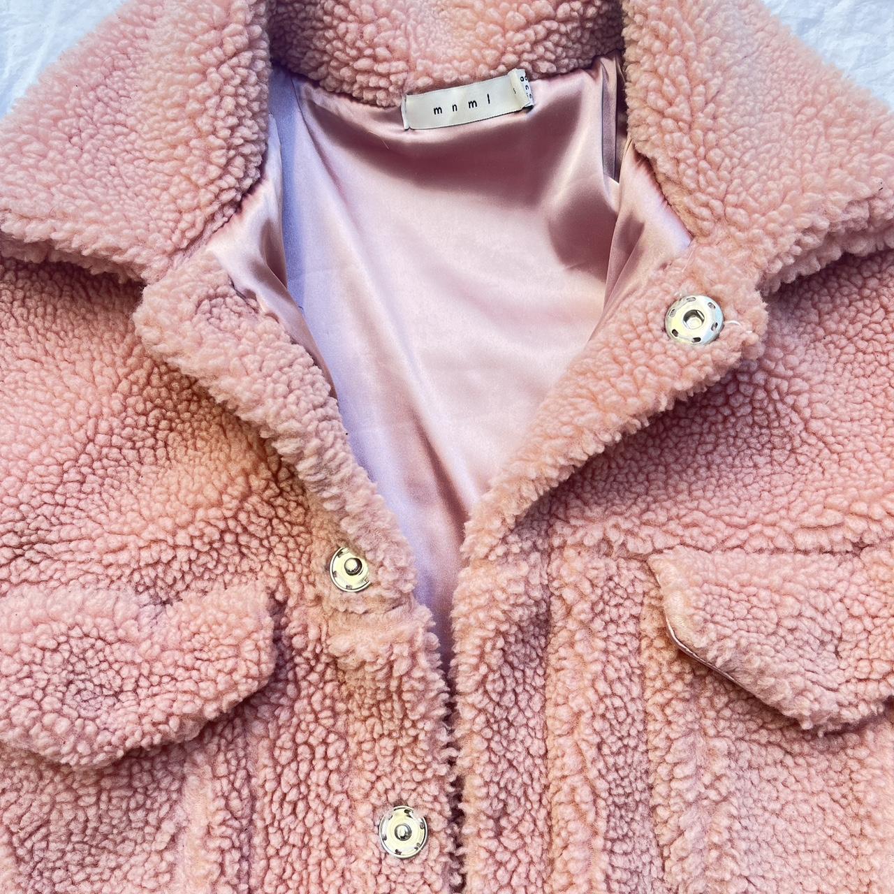 Salmon-Pink fluffy wool jacket from MNML. Listed as... - Depop