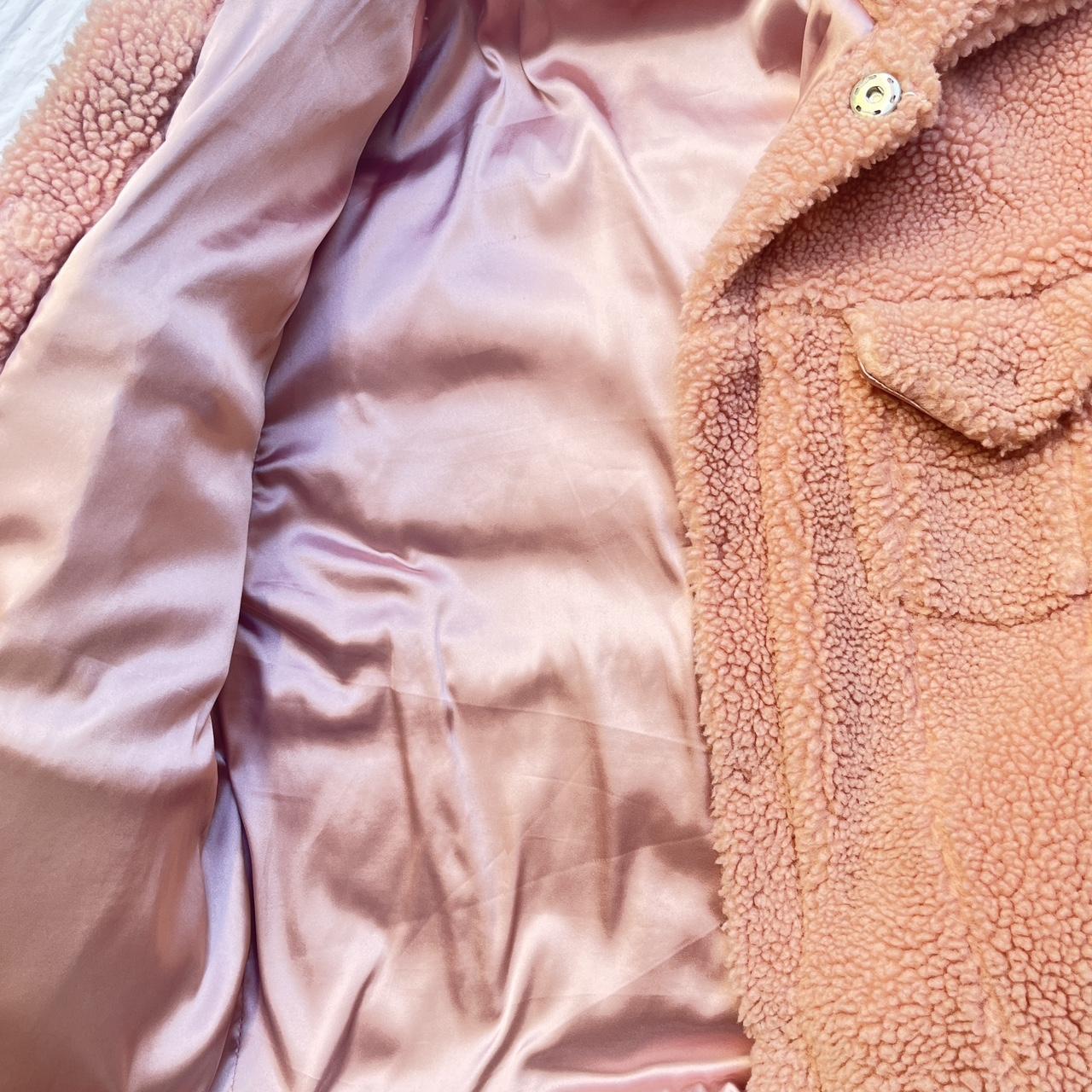 Salmon-Pink fluffy wool jacket from MNML. Listed as... - Depop