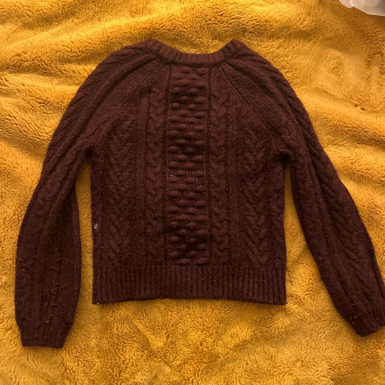 Burgundy Abercrombie knit sweater small - Depop
