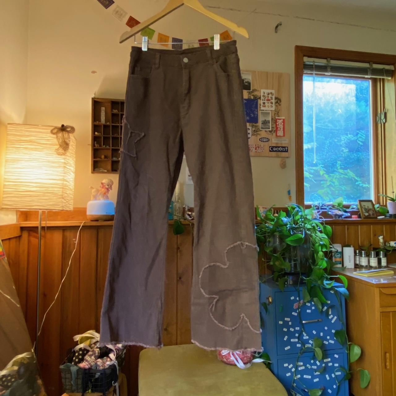 super cute brown pants from cider with flower and... - Depop