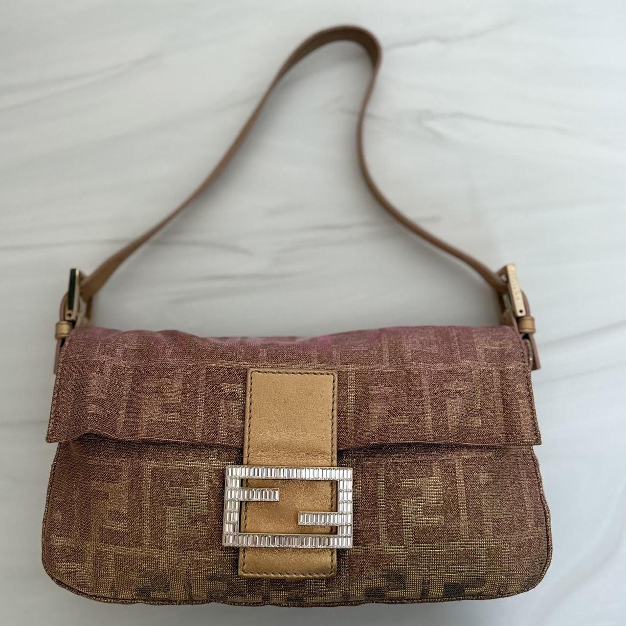 Fendi Glitter Iridescent Zucca Crystal Baguette... | Depop