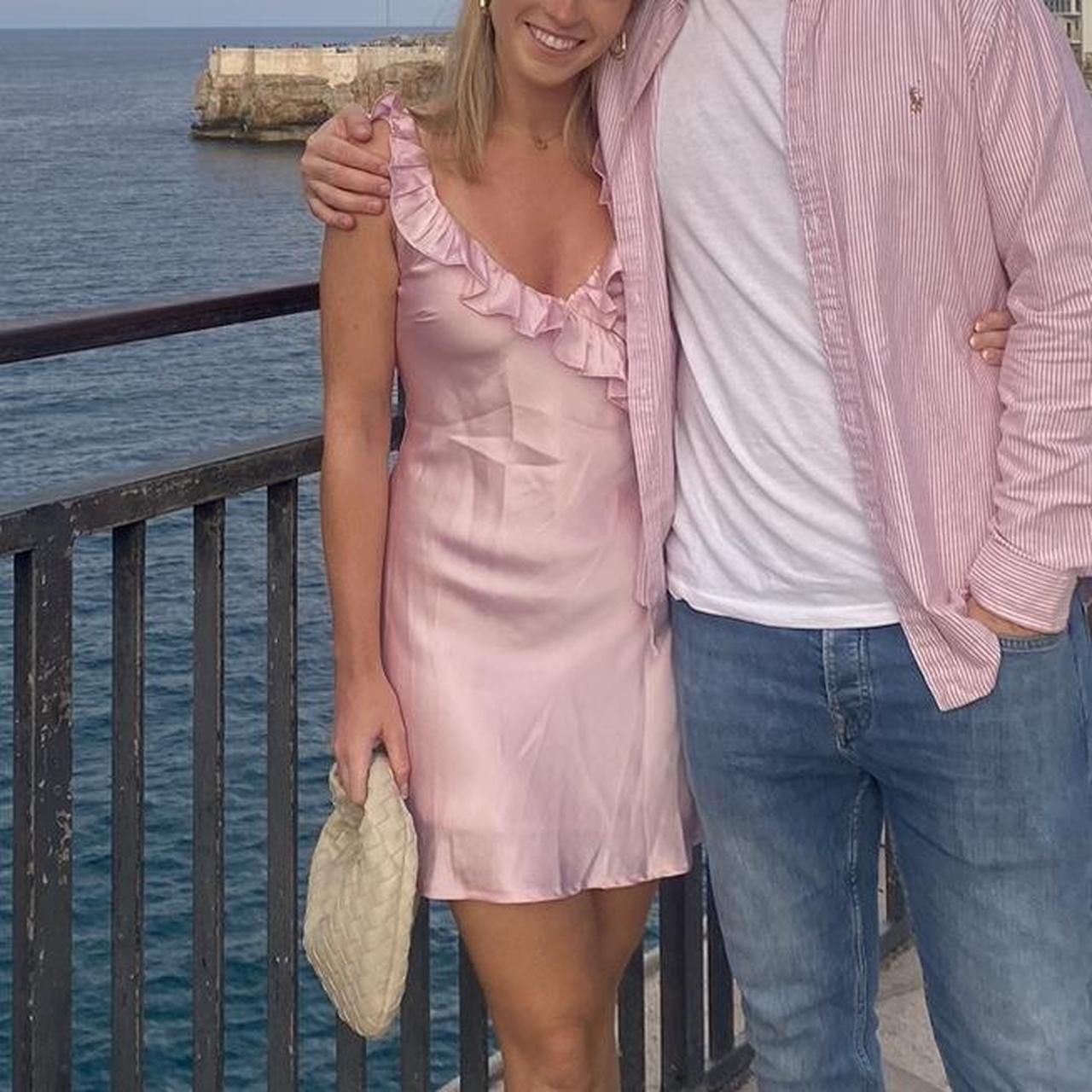 Glassons pink silk scoop back dress size 8. Worn... - Depop