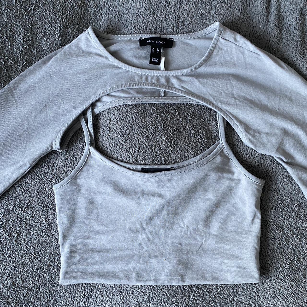 2 piece crop top - grey - size 6 - only been worn once - Depop