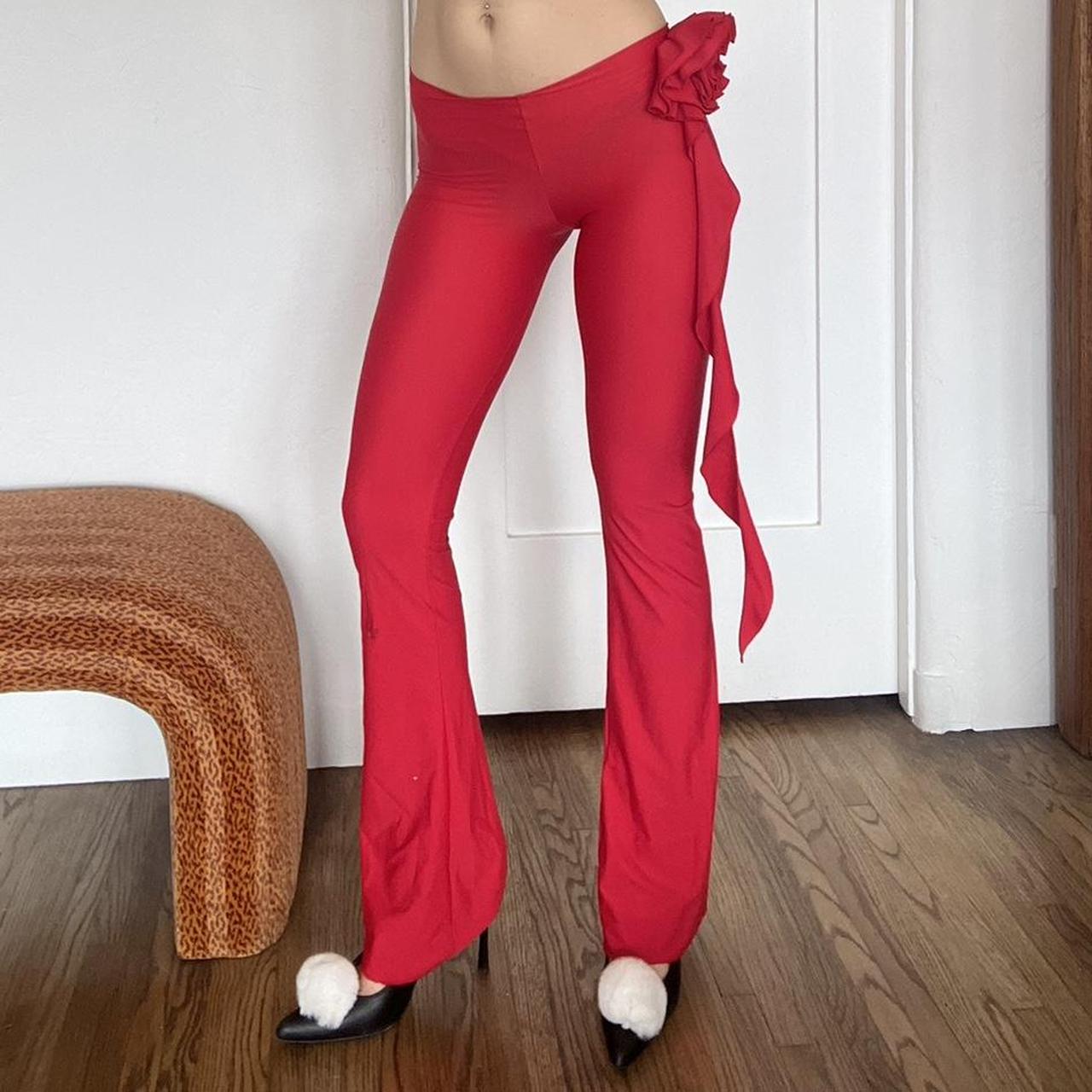 Fanci Club red pants with flower detail! - Depop