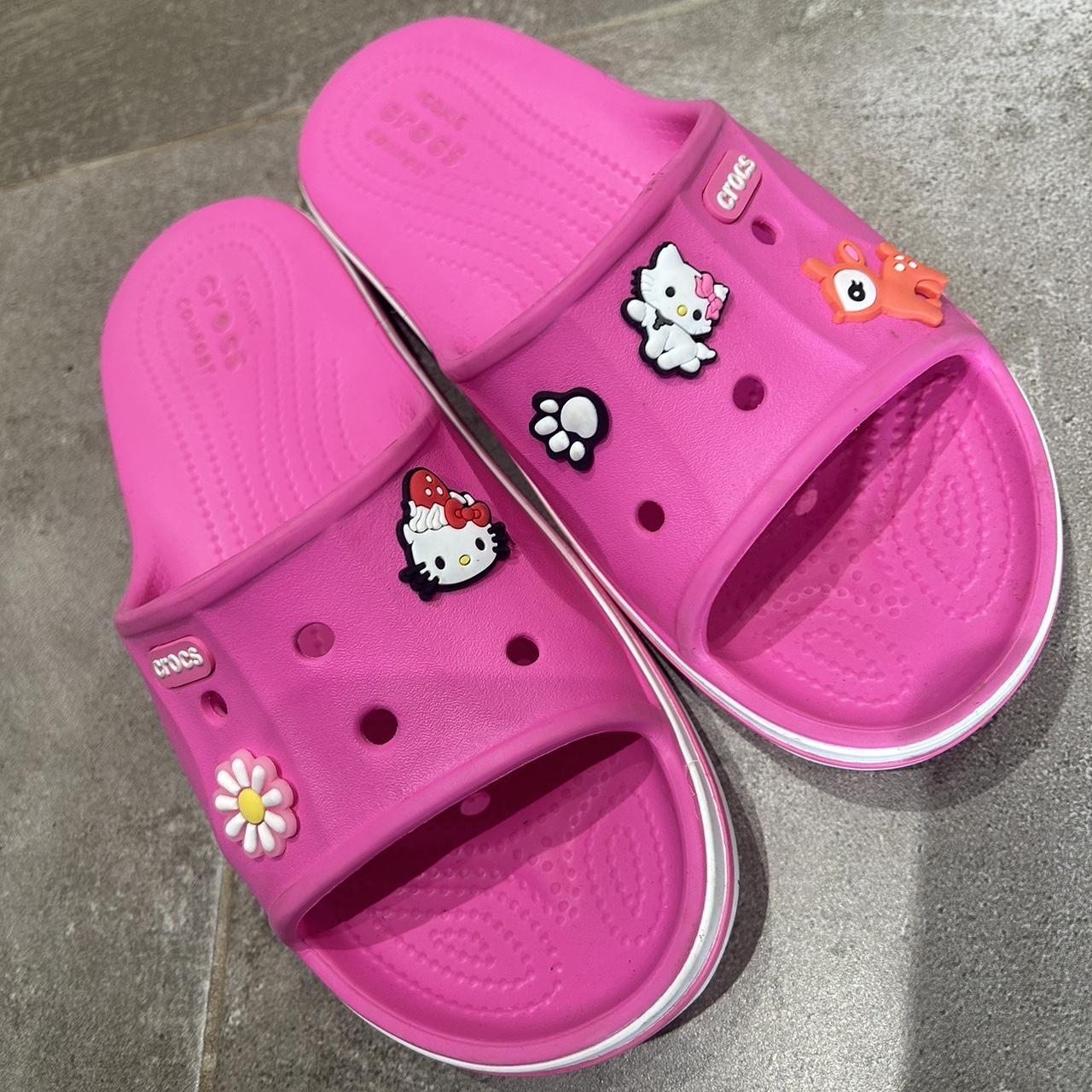 Croc sliders pink - Depop
