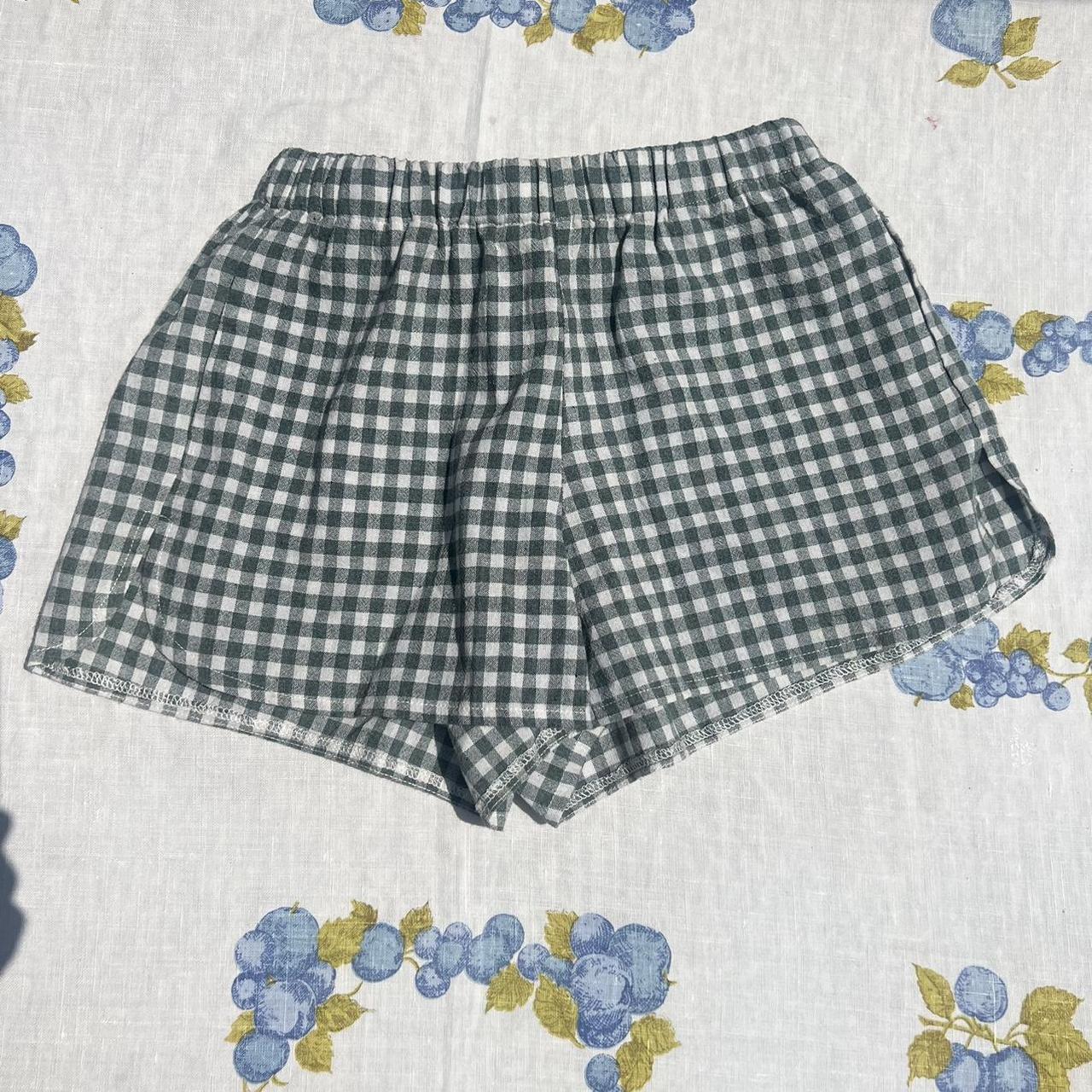 boxer shorts -brandy melville check boxer short... - Depop
