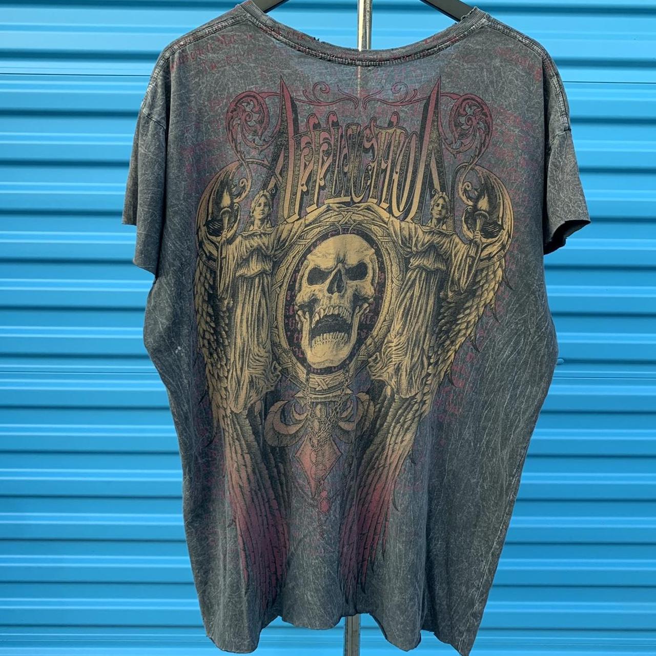 Y2K 2000s Affliction archaic big skull emo goth... - Depop