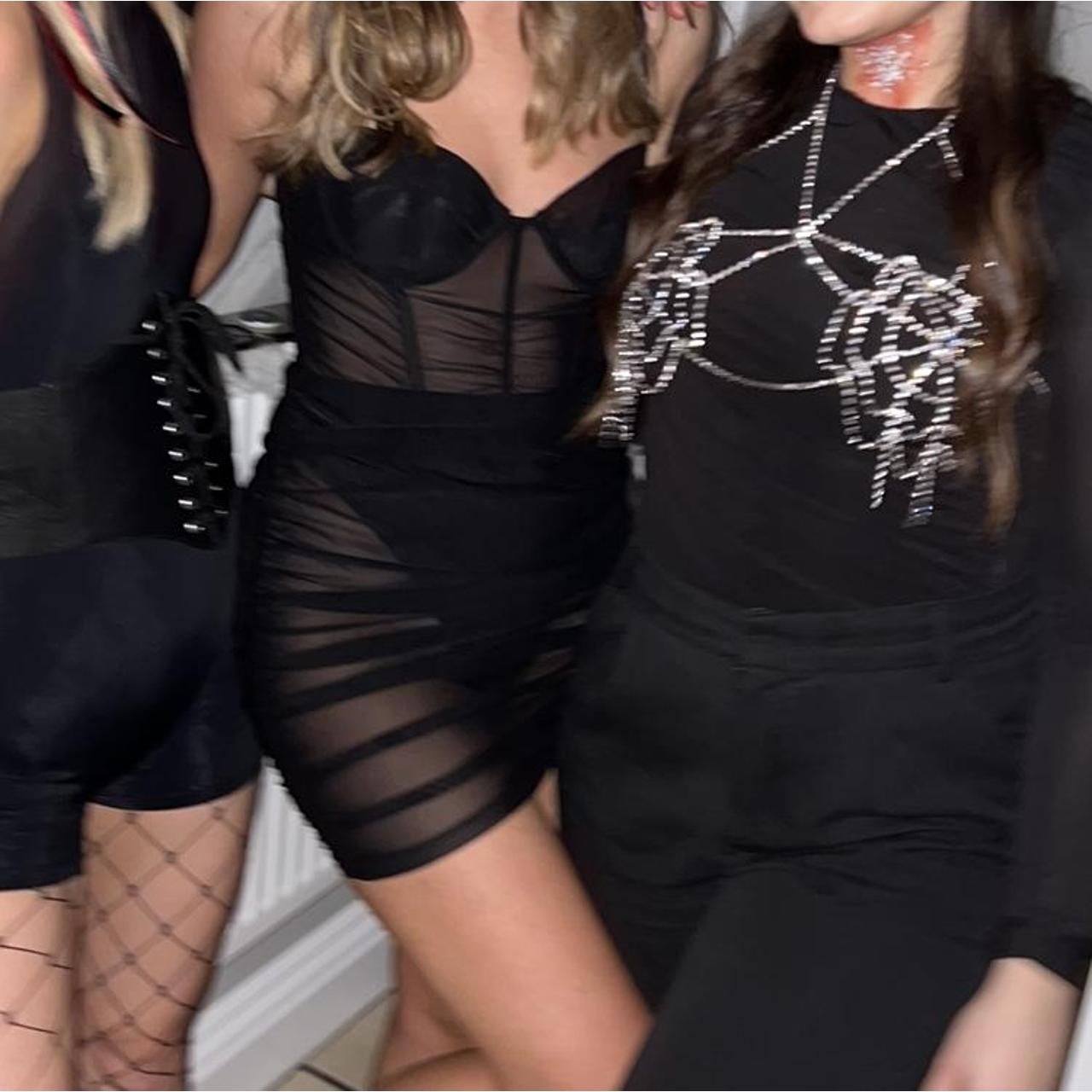 Oh polly sheer perfection black dress size 8, worn... - Depop