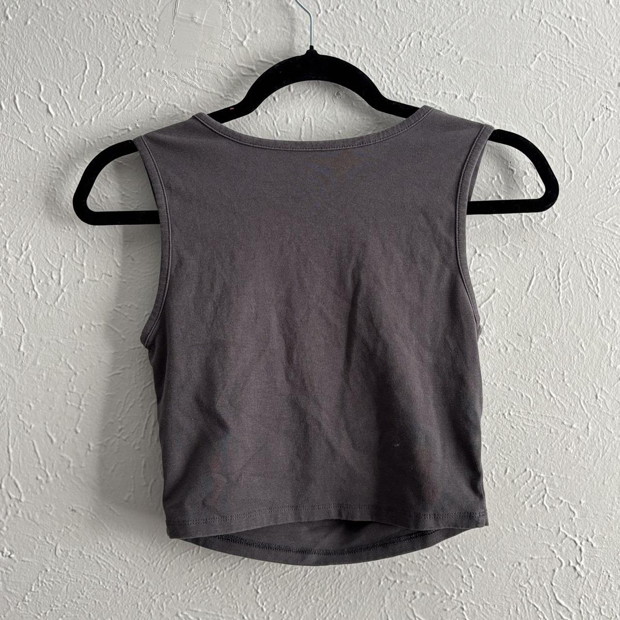 Dark grey low/square neckline runched going out crop... | Depop