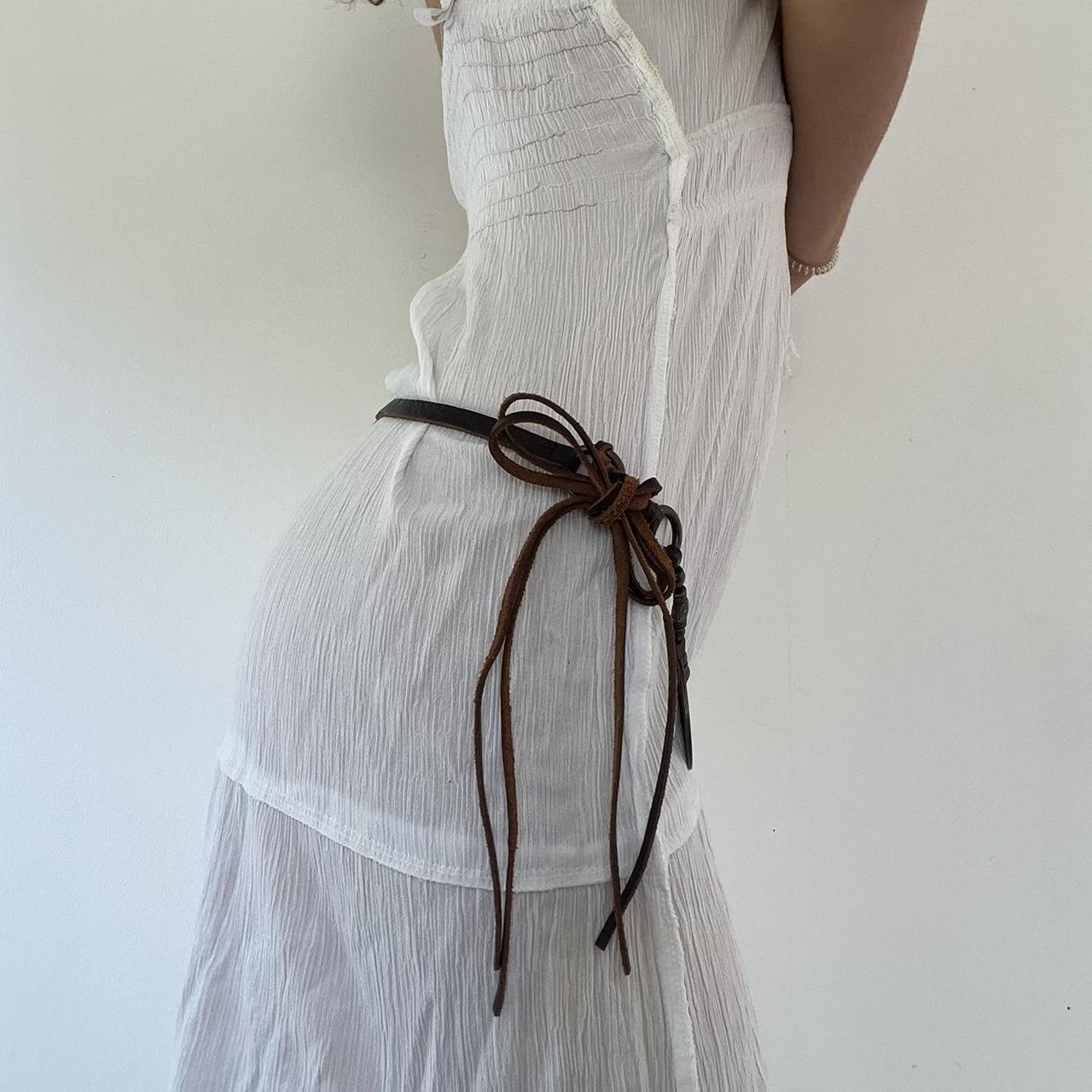 Vintage leather boho disc belt with metal detail.... - Depop