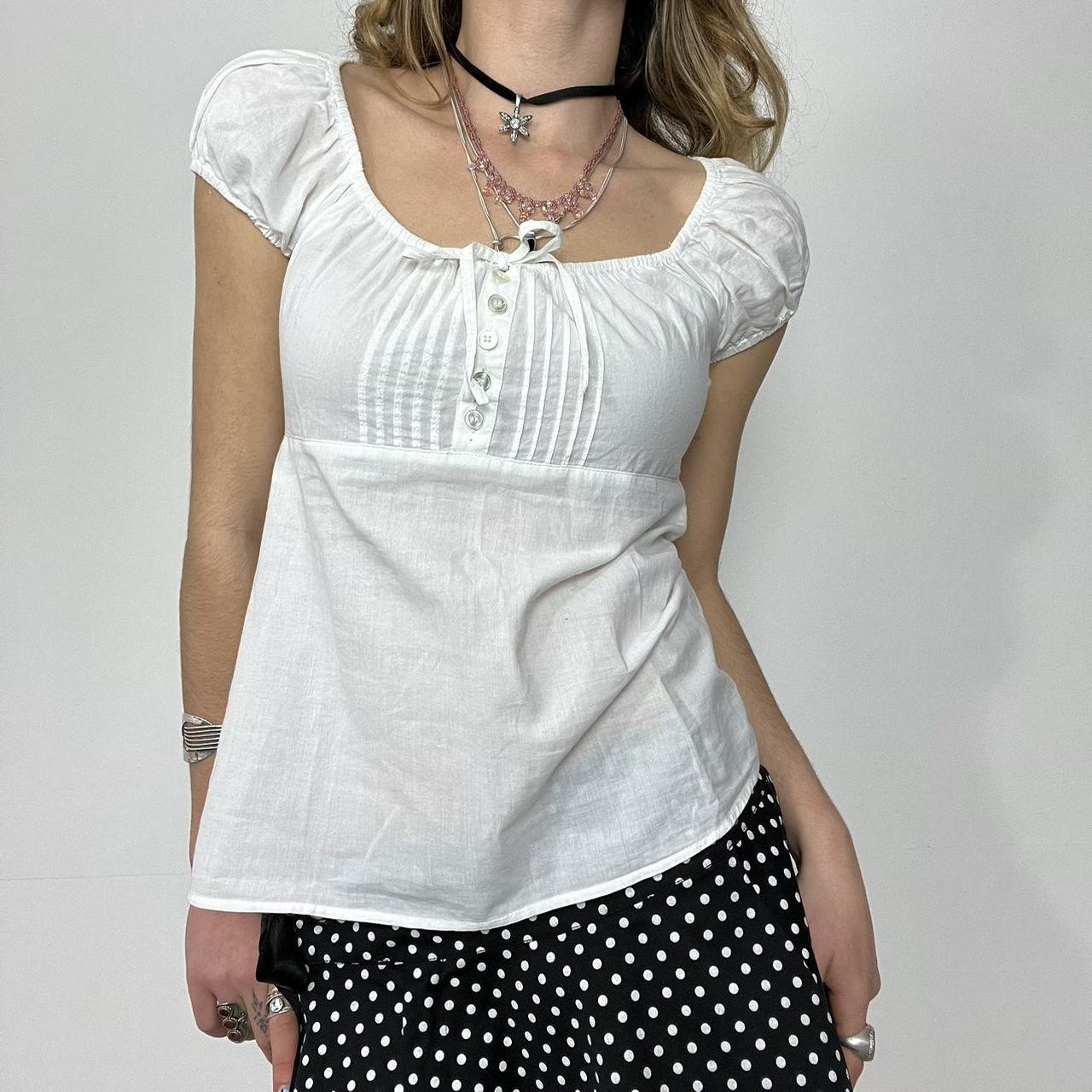 Vintage Y2k milkmaid off the shoulder top. Will fit... - Depop