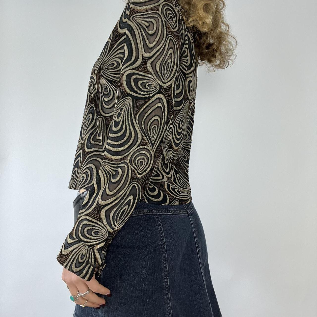 Vintage Y2k swirly button up shirt. Will fit 6-12,... - Depop