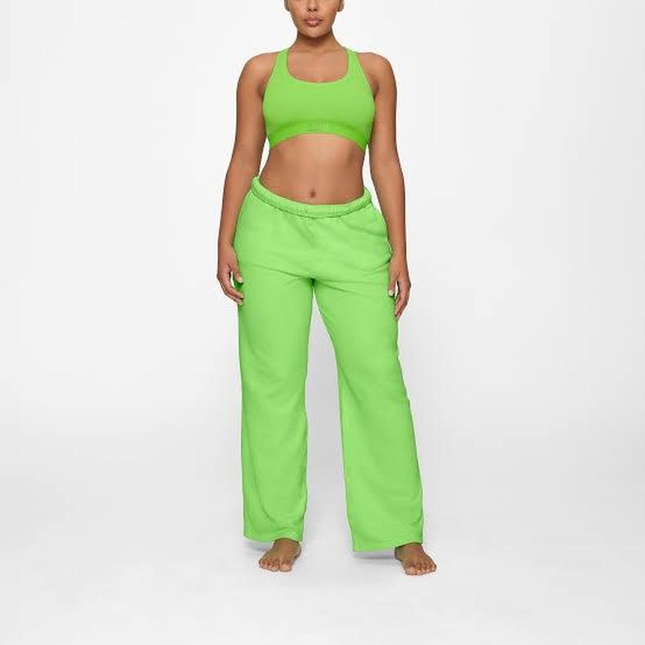 Skims limited edition light terry neon green pants ~... - Depop