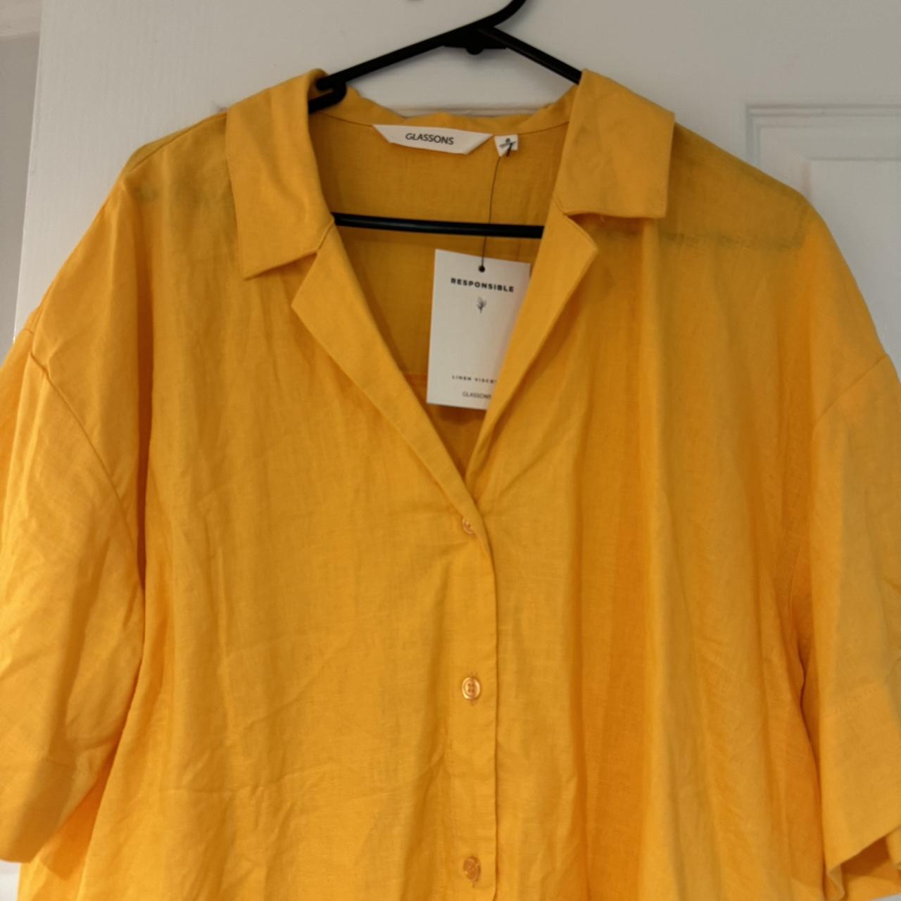 Glassons orange linen blend s/s shirt. Size 8. BNWT - Depop