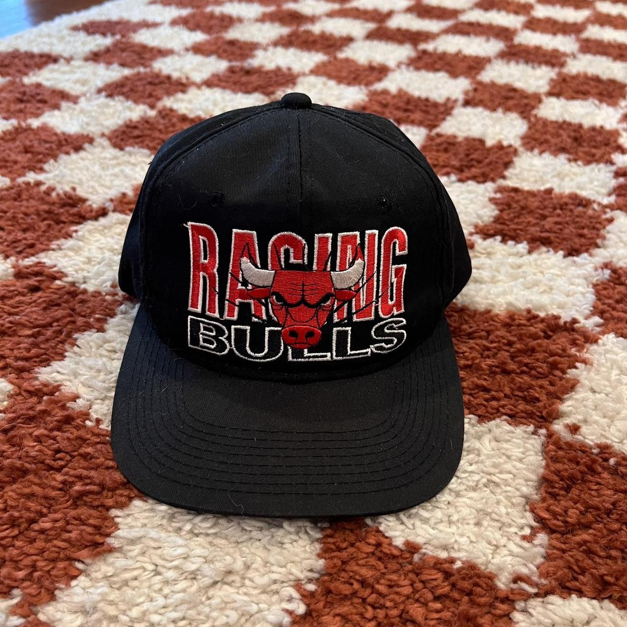 Vintage 1990s Chicago Bulls Raging Bulls black hat,... - Depop