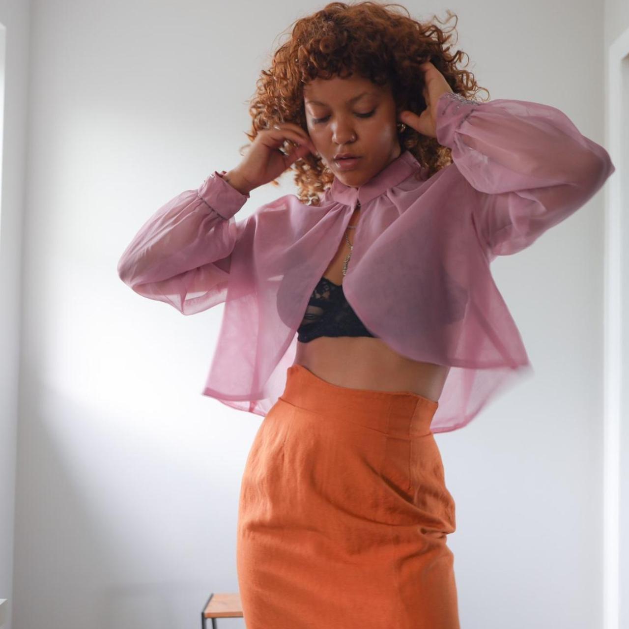 Vintage Sheer Top ° Bubble gum pink dainty vintage... - Depop