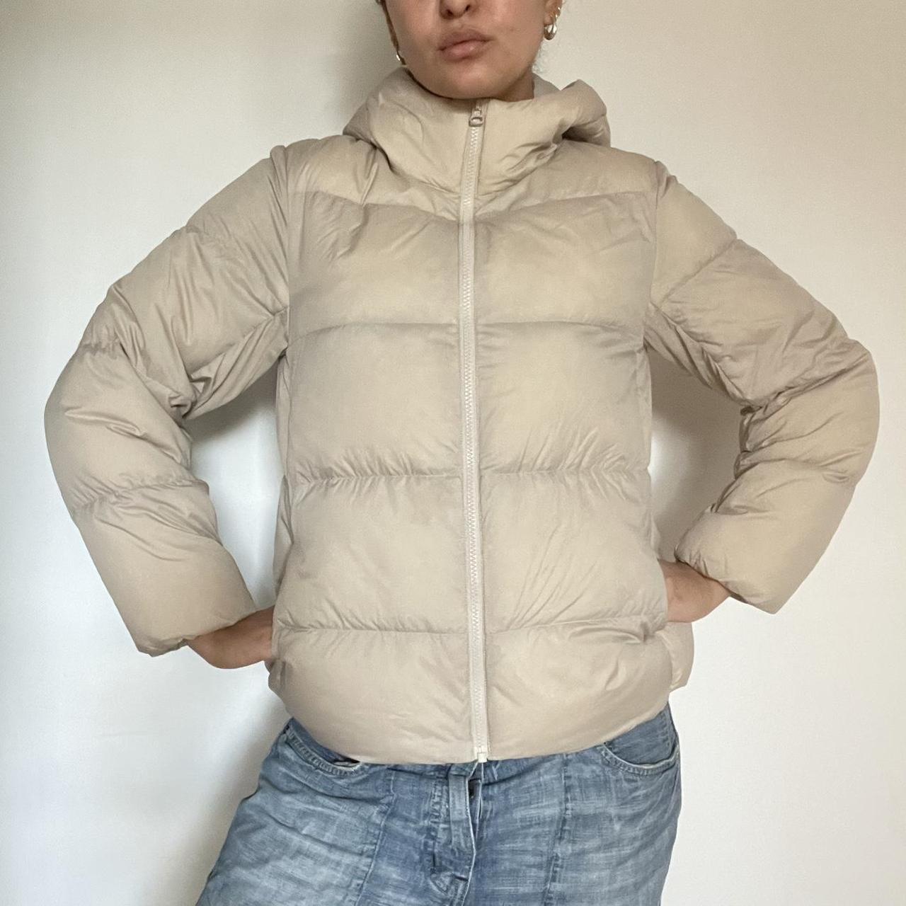 Uniqlo down puffer jacket with hood! Size: small -... - Depop