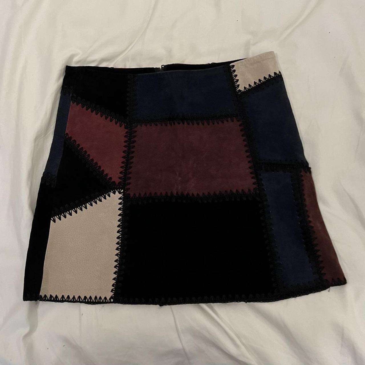 Zara patchwork suede skirt Size XS Color block... - Depop